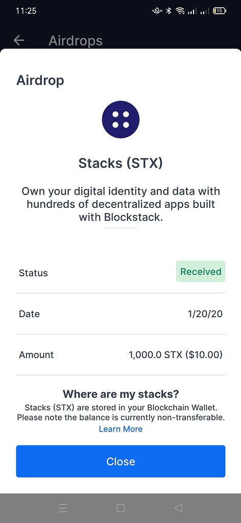 Blockchain Airdrop received 1000 Stacks - Apps - Stacks Forum